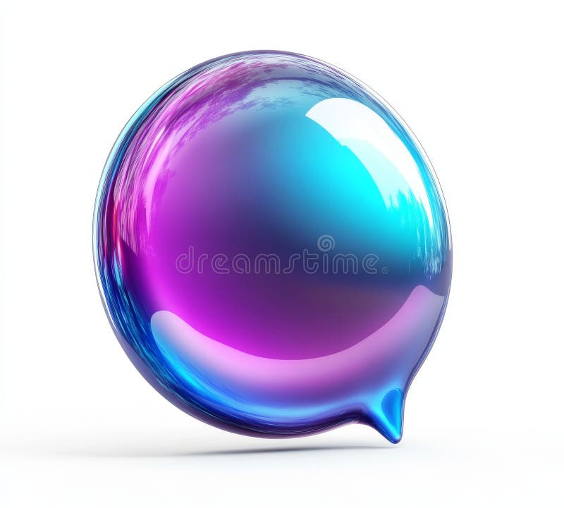 A 3D Glass Message Bubble with a Holographic Speech Effect, Displaying ...