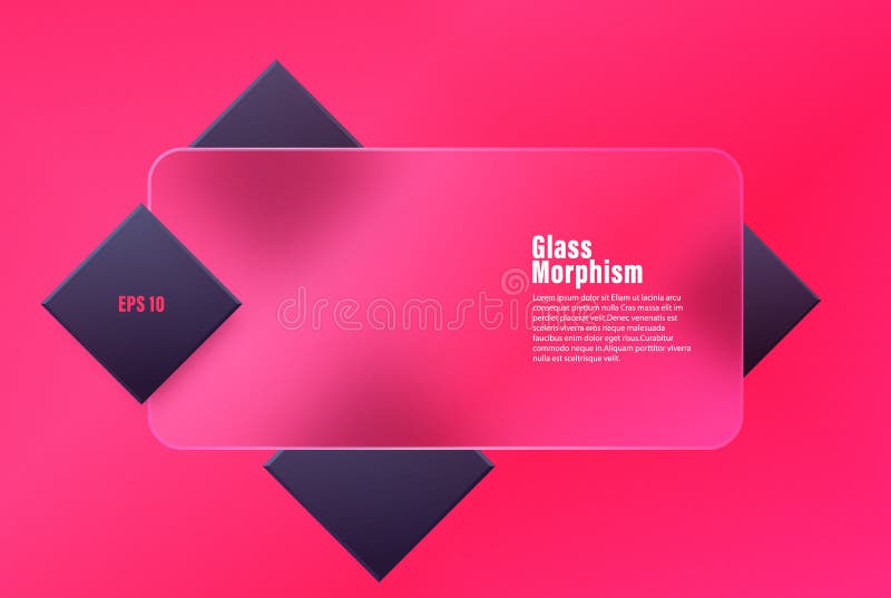 3d Glass Morphism Page Template. Transparent Rectangular Glass Plate ...