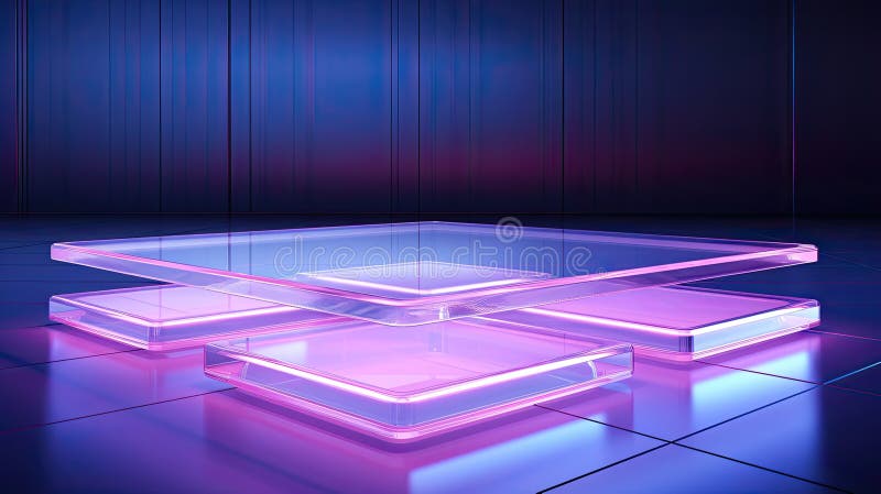 3D Glass Platform with Studio Lights on a Purple-Blue Background - AI ...
