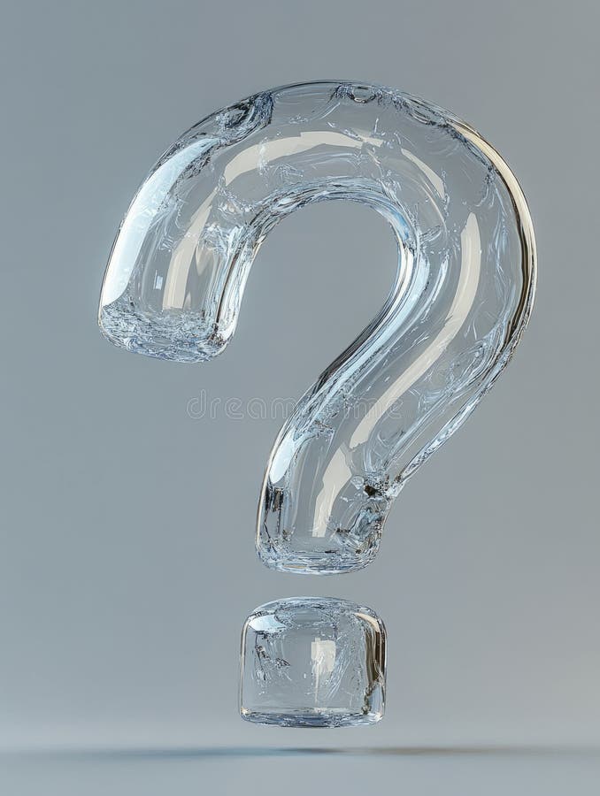 3D Glass Question Mark Symbol on a Neutral Background Stock ...