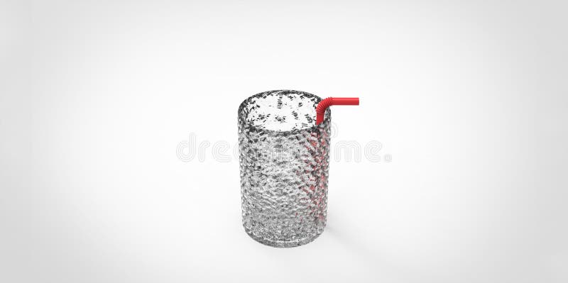 3D Glass with a Red Straw Inside Stock Illustration - Illustration of ...