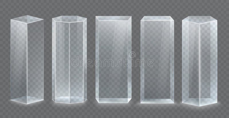 3D Glass Transparent Crystal. Empty Cylindrical Pedestal Stock Vector ...