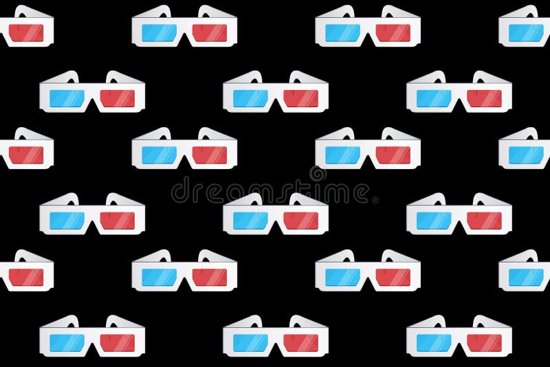 3d Glasses Vector Seamless Pattern Isolated Black Stock Vector ...
