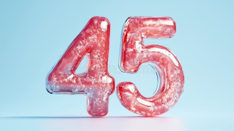 3D Glassy Number 45 with a Light Blue Background Stock Photo - Image of ...