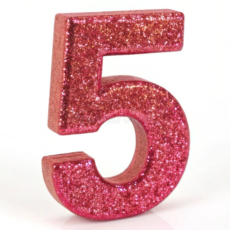 3D Glitter Number Five Isolated on White Background Stock Illustration ...
