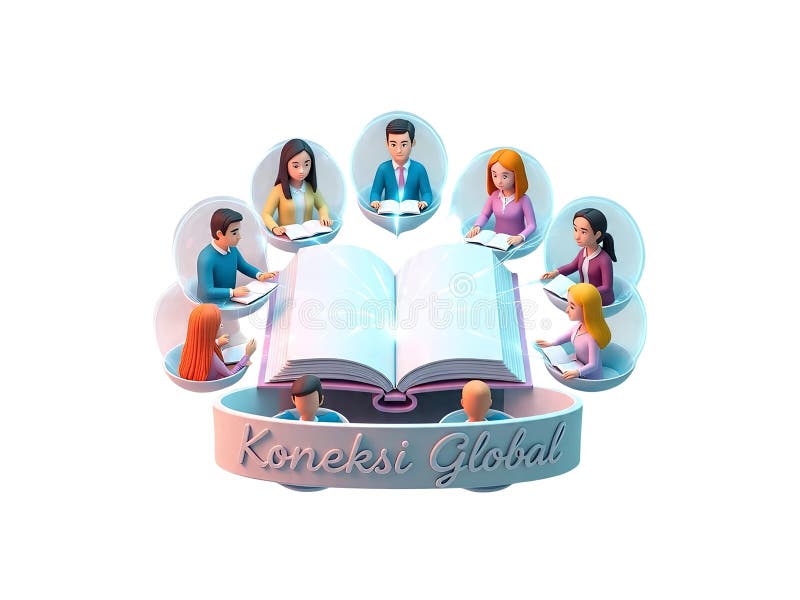 3D Global E-learning Concept with Students on Tablets Stock ...