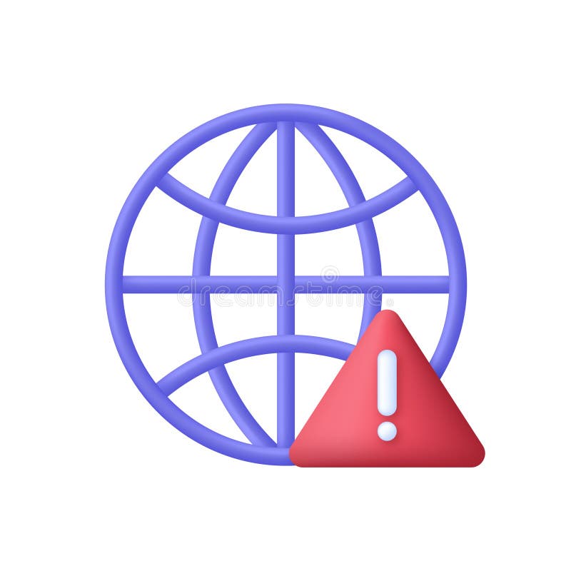 3D Global Error Icon. Internet Connection Failure Stock Vector ...