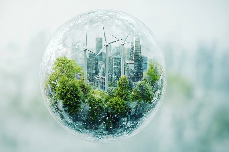 A 3D Globe Concept Depicting the Global Environment Around a Green ...