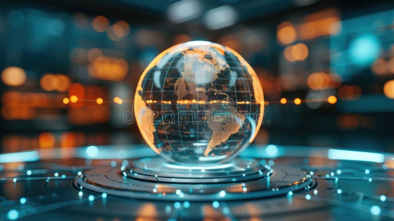 A 3D Globe Displaying Supply Chain Analytics, Set in a Futuristic Tech ...