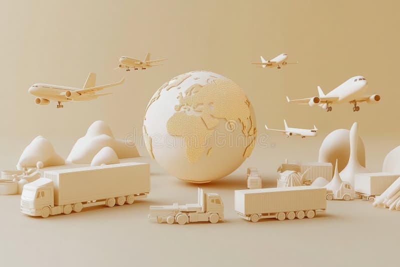 3D Globe with Global Transportation and Logistics Elements Stock ...