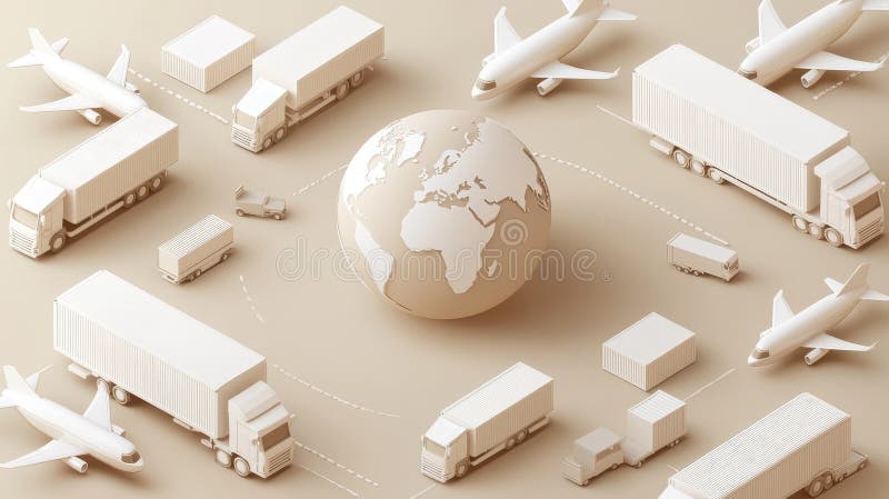3D Globe with Global Transportation and Logistics Elements Stock ...