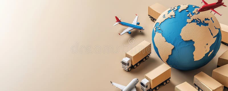 3D Globe with Global Transportation and Logistics Elements Stock ...