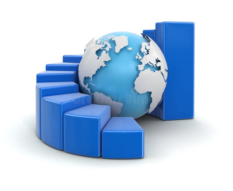 3d globe with graph stock illustration. Illustration of improvement ...