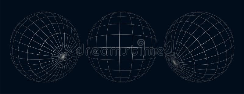 3d Globe Grid Wire Network Template Design in Set Vector Stock Vector ...