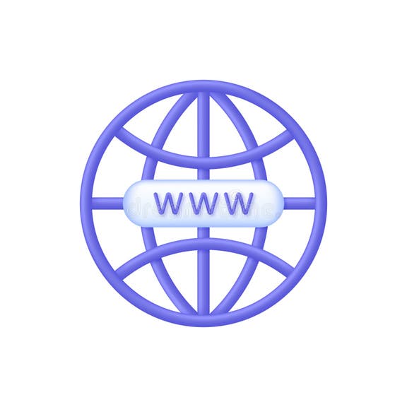 3D Globe Hyperlink Icon. Search WWW Sign. Web Hosting Technology ...