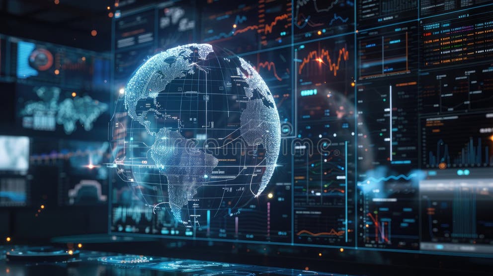 3D Globe Interface with AI-highlighted Data Analytics, Offering ...