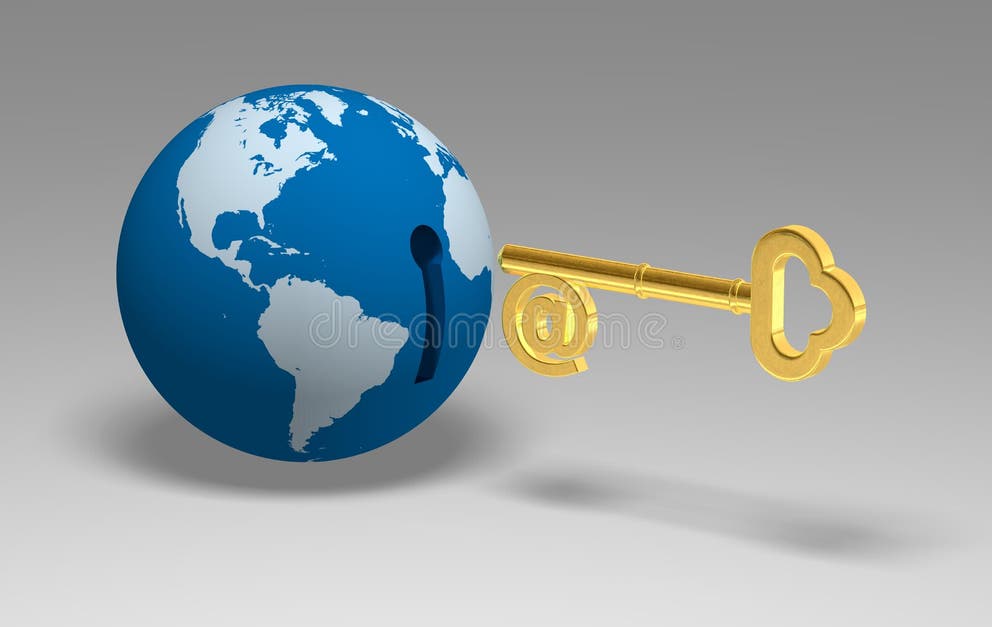 3D Globe Key stock illustration. Illustration of internet - 78023523