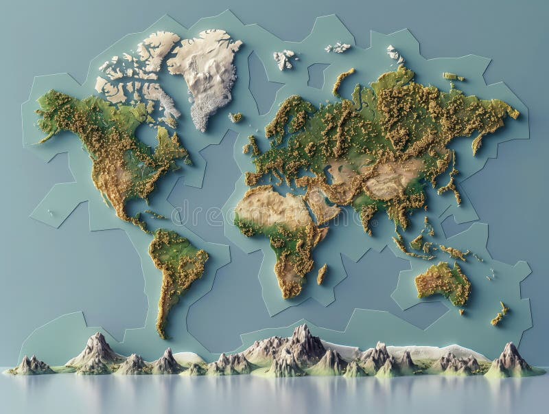 3D Globe Map Illustration Features Detailed, Isolated Surface with ...