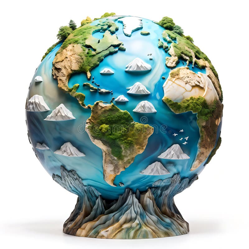 3D Globe with Realistic Details Stock Illustration - Illustration of ...