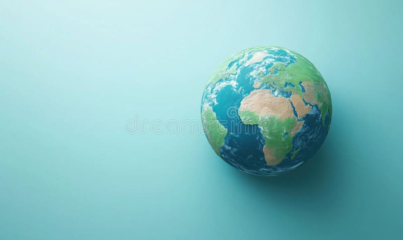 3d Globe Representation Earth Light Blue Background Showcasing ...