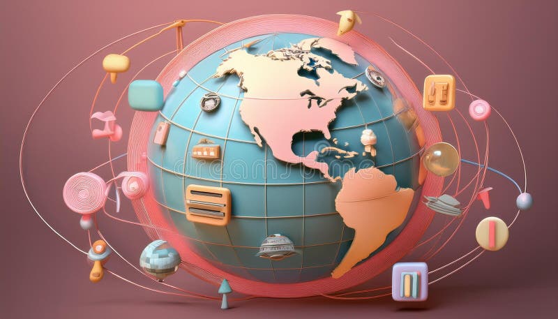 A 3D Globe with Search Engine Icons Orbiting Around it, Symbolizing ...