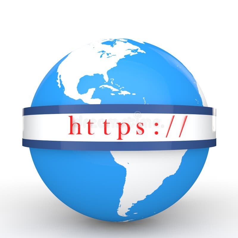 3d Globe and Secure Web Communication Protocol Stock Illustration ...