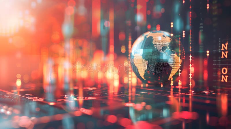 A 3D Globe Sits on a Keyboard with Lines of Data and Code Behind it ...