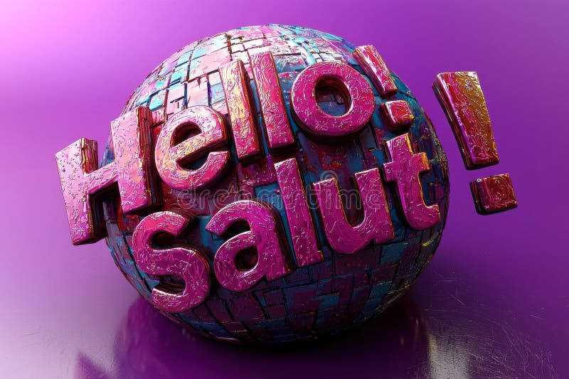 3D Globe with Speech Bubbles Saying Hello in Multiple Languages Stock ...