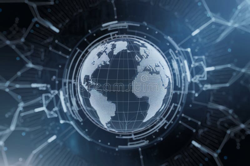 3D Globe Surrounded by Abstract Shapes, Representing Global Data ...