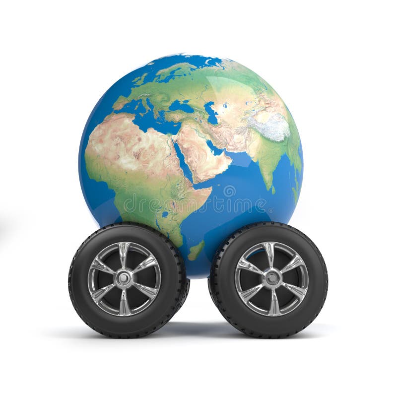 3d Globe on wheels stock illustration. Illustration of world - 45430870
