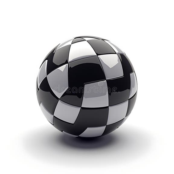 3D Glossy Black and White Checker Ball Stock Illustration ...