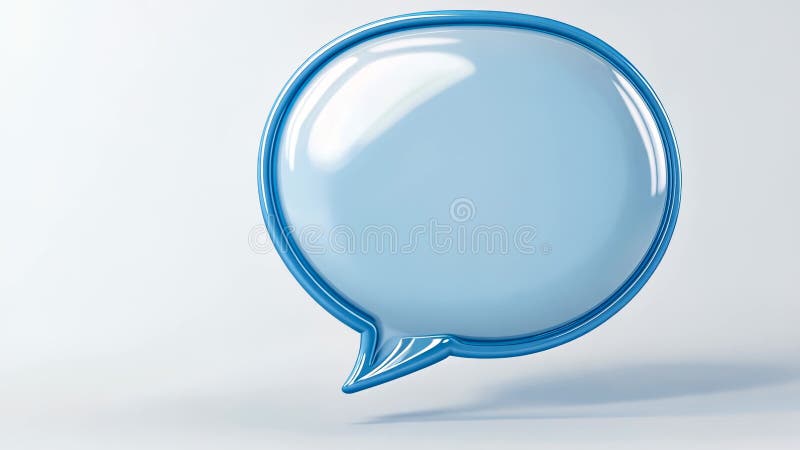 3d Glossy Blue Chat Bubble Featuring Three White Lines, Isolated on a ...
