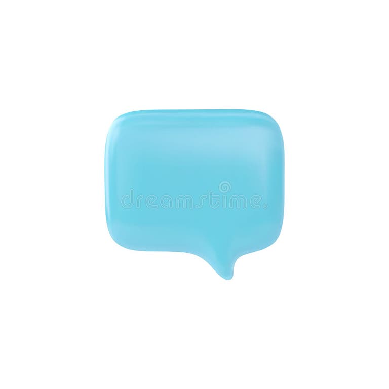 3D Glossy Blue Empty Speech Bubble, Vector Render Roundish Rectangular ...