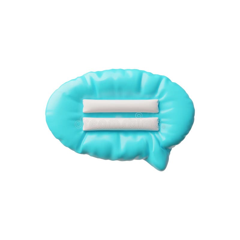 3D Glossy Blue Inflated Balloon Speech Bubble with Lines Vector Icon ...