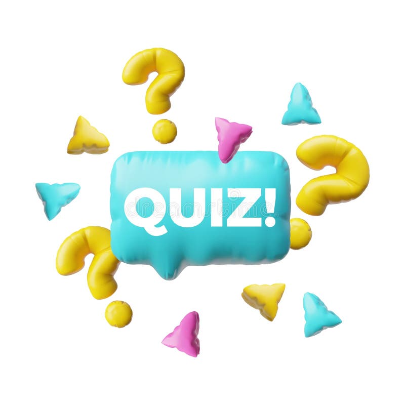 3D Glossy Blue Inflated Balloon Speech Bubble with Quiz Slogan and ...