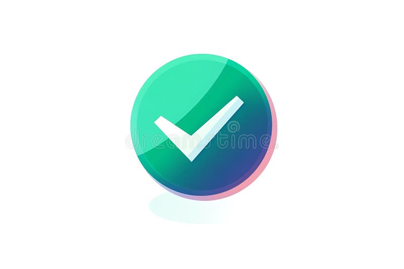 3D Glossy Checkmark Icon Teal Green Circle Button, Confirmation ...