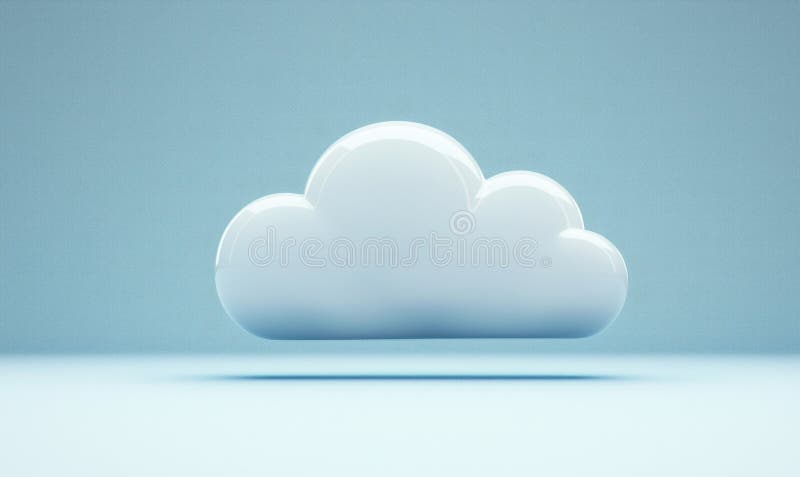 Cloud Icon Blue Background Digital Art Minimalistic Design Stock Photos ...