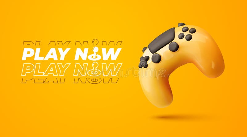 3d Glossy Game Controller on Yellow Background. Isolated Yellow Gamepad ...