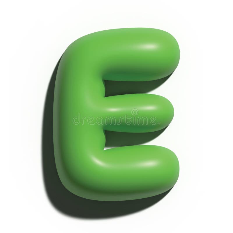 3D Glossy Green Letter E with White Background Stock Illustration ...
