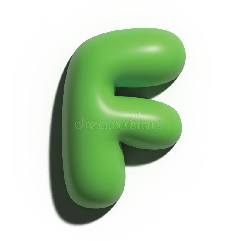 3D Glossy Green Letter F with White Background Stock Illustration ...