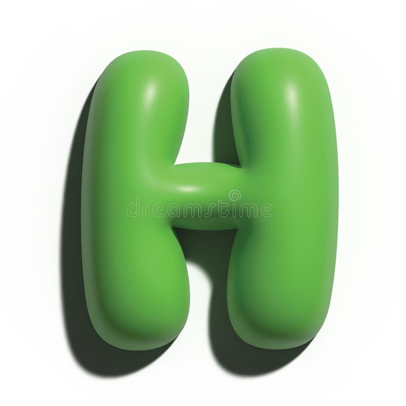 3D Glossy Green Letter H with White Background Stock Illustration ...
