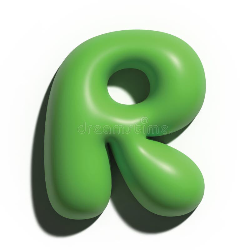 3D Glossy Green Letter R with White Background Stock Illustration ...