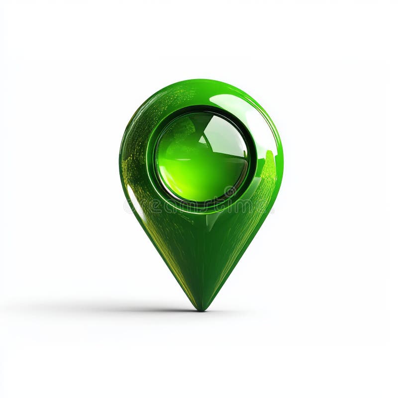A 3D Glossy Green Location Pin Icon with a Modern Design, Displayed in ...