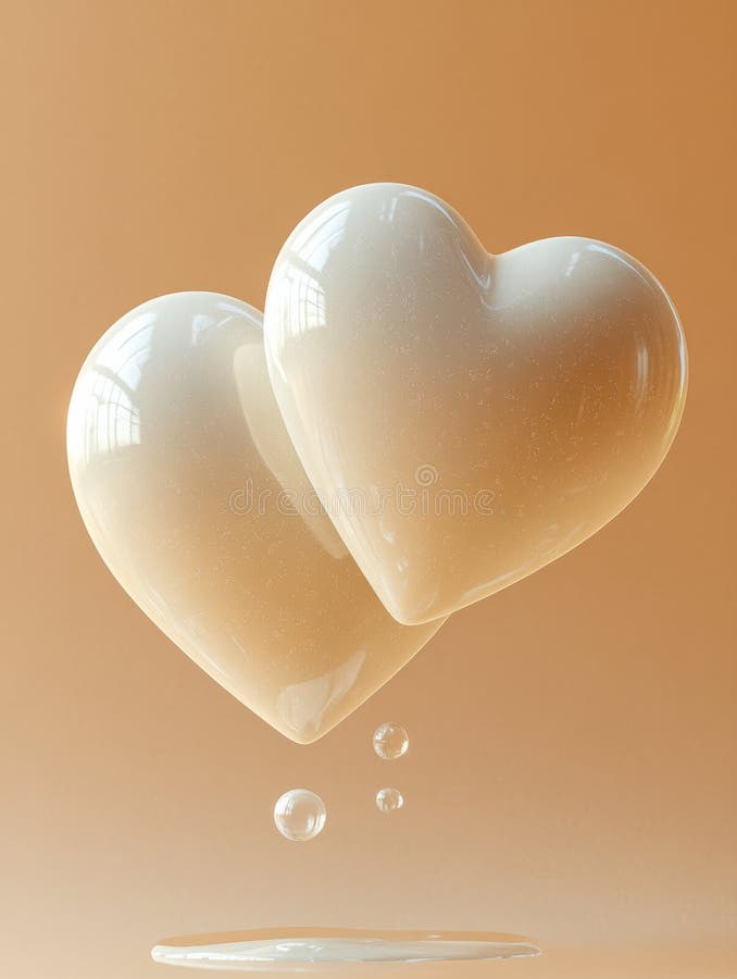 3D Glossy Hearts Floating on a Warm Background Stock Image - Image of ...