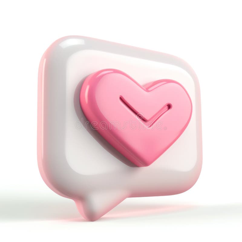 3d Glossy Icon for Message with Pink Heart Stock Illustration ...