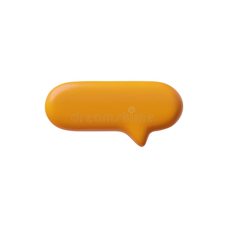 3D Glossy Orange Empty Speech Bubble, Vector Render Roundish ...
