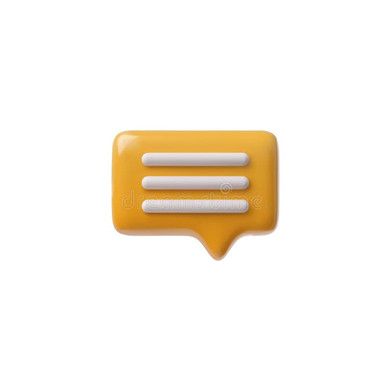 3D Glossy Orange Speech Bubble with White Text Lines, Vector Volume ...