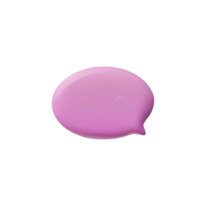 3D Glossy Pink Empty Speech Bubble, Vector Render Oval Text Bubble ...