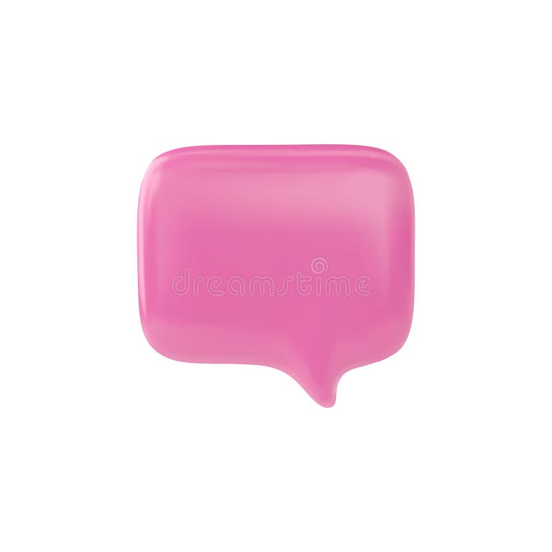 3D Glossy Pink Empty Speech Bubble, Vector Render Roundish Rectangular ...