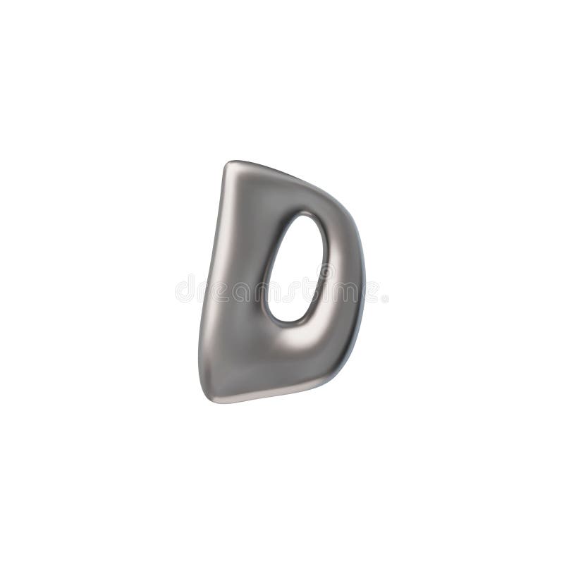 3D Glossy Silver Capital Letter D with Liquid Metal Surface, Vector ...